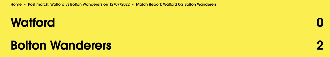 12th July 2022- Friendly, Watford 0 Bolton Wanderers 2 (at London ...