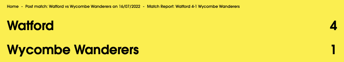 16th July 2022- Friendly, Watford 4 Wycombe Wanderers 1 (at London ...