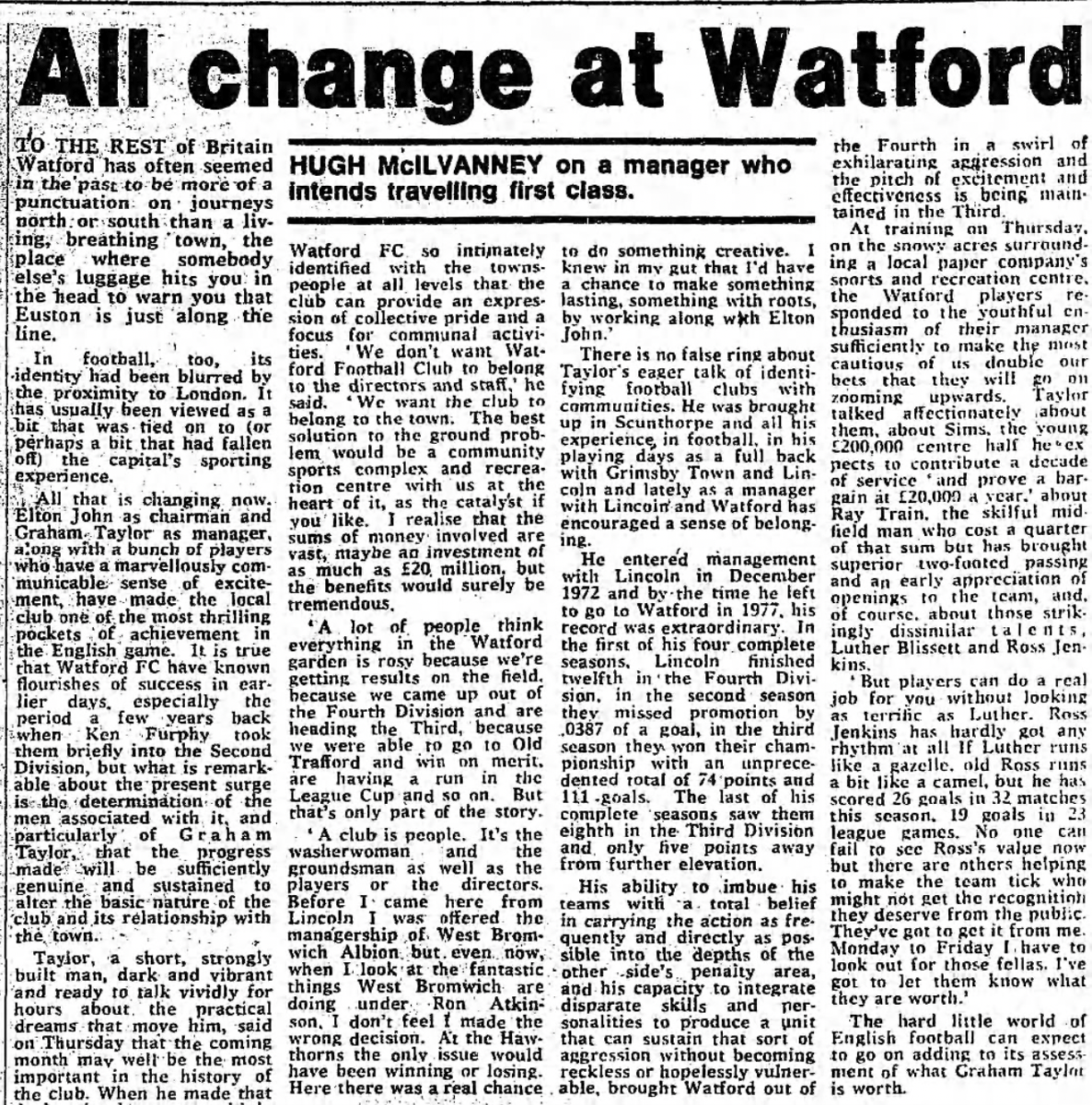 7th January 1979- The Observer | OLD WATFORD